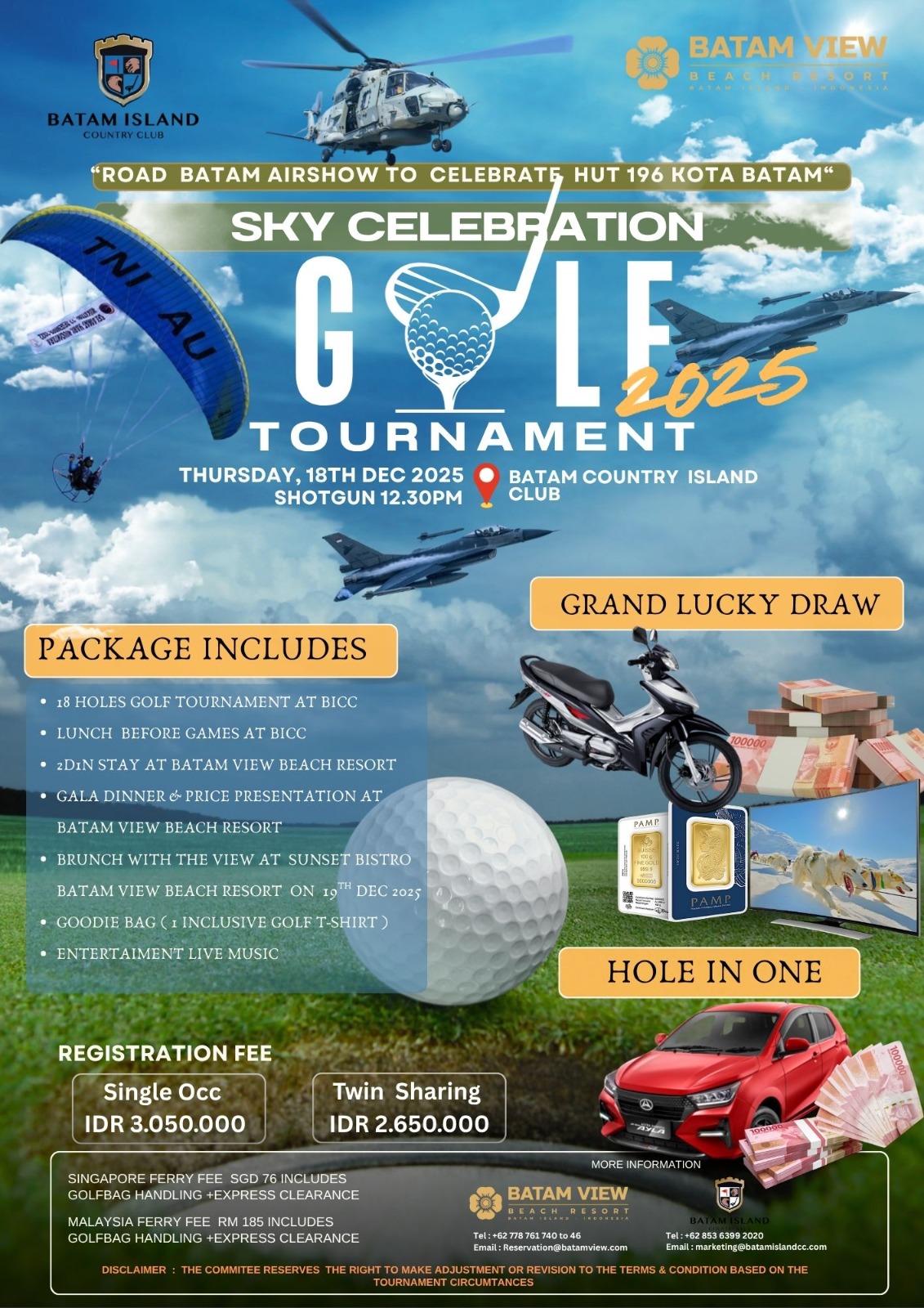 Batam SiapGempar! Sky Celebratio Golf Tournament 2025 Sambut HUT ke-196 ...